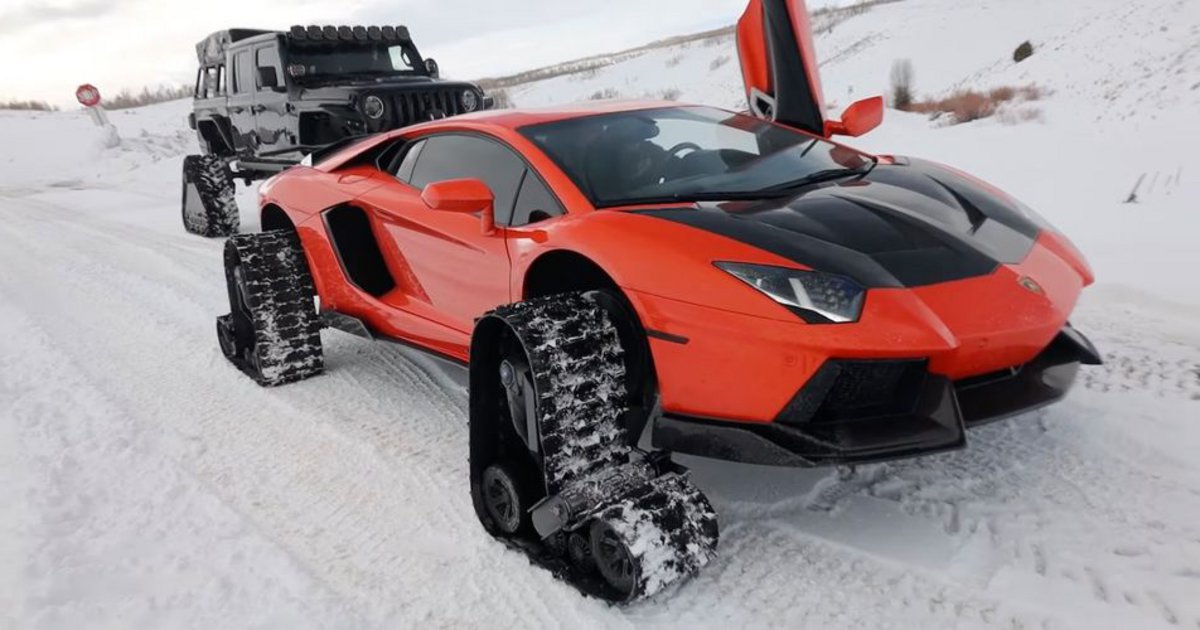Lamborghini με ερπύστριες «οργώνει» στο χιόνι (Video)
